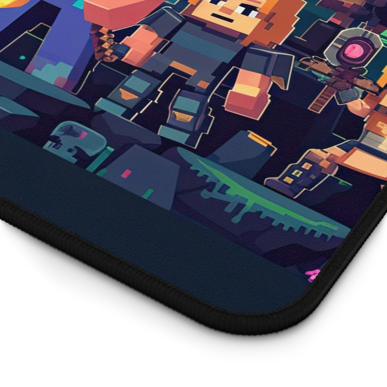 Minecraft Themed Characters at a Campfire Party Desk Mat Extended Gami ...