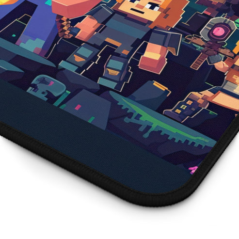 Minecraft Themed Characters at a Campfire Party Desk Mat Extended Gami ...