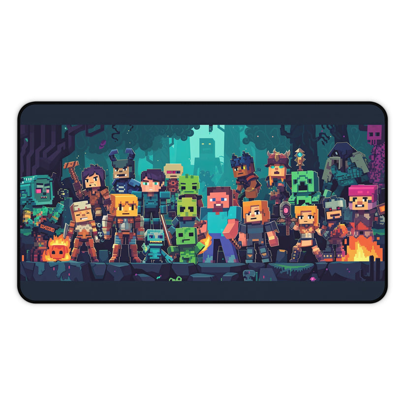 Minecraft Themed Characters at a Campfire Party Desk Mat Extended Gami ...
