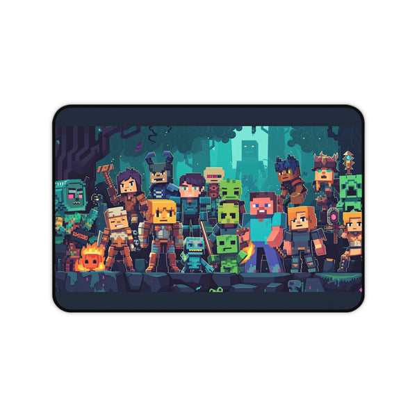 Minecraft Themed Characters at a Campfire Party Desk Mat Extended Gami ...